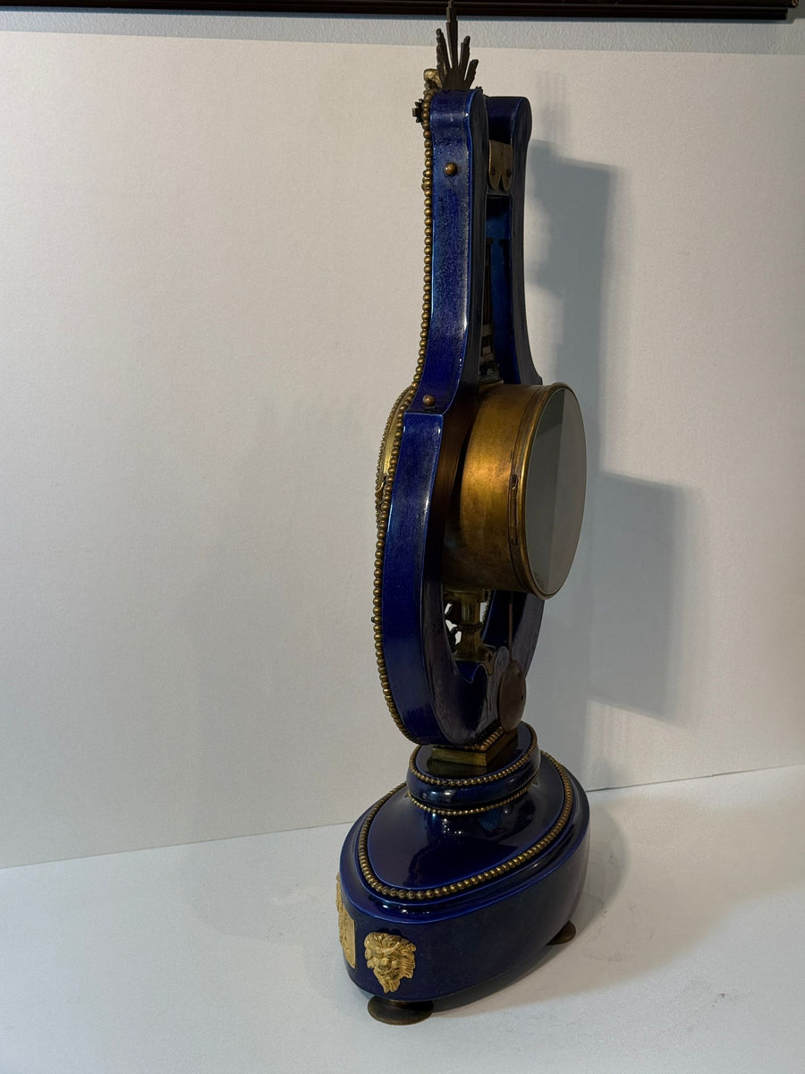 A Sevres Blue Porcelain French Lyre Mantle Clock. – gutlinclocks
