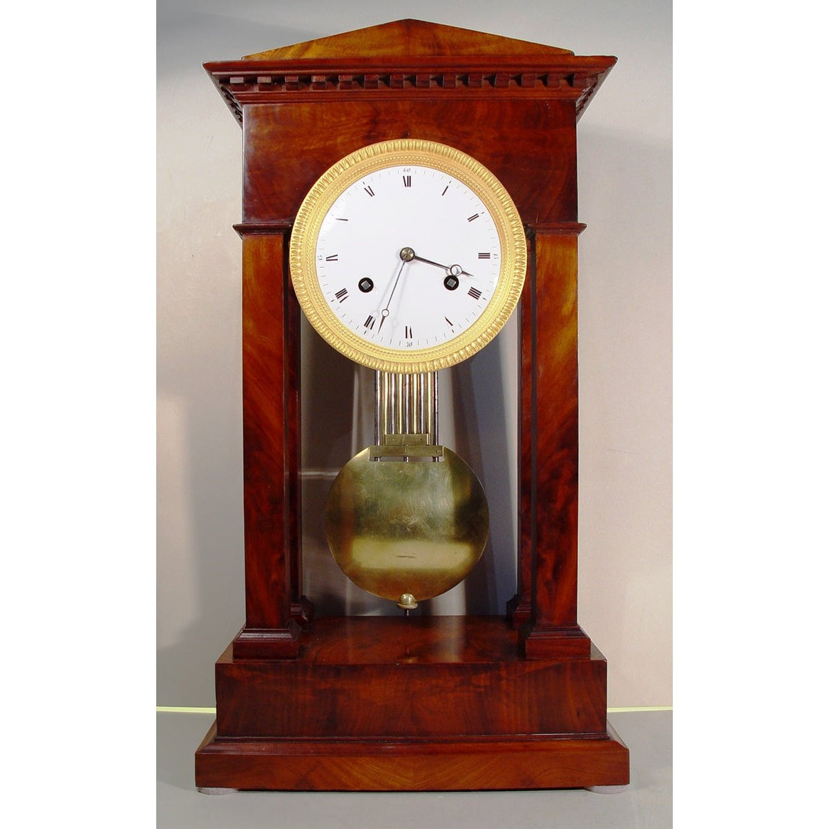 An Early 19th cent French Mahogany Portico Table Regulator Clock With ...