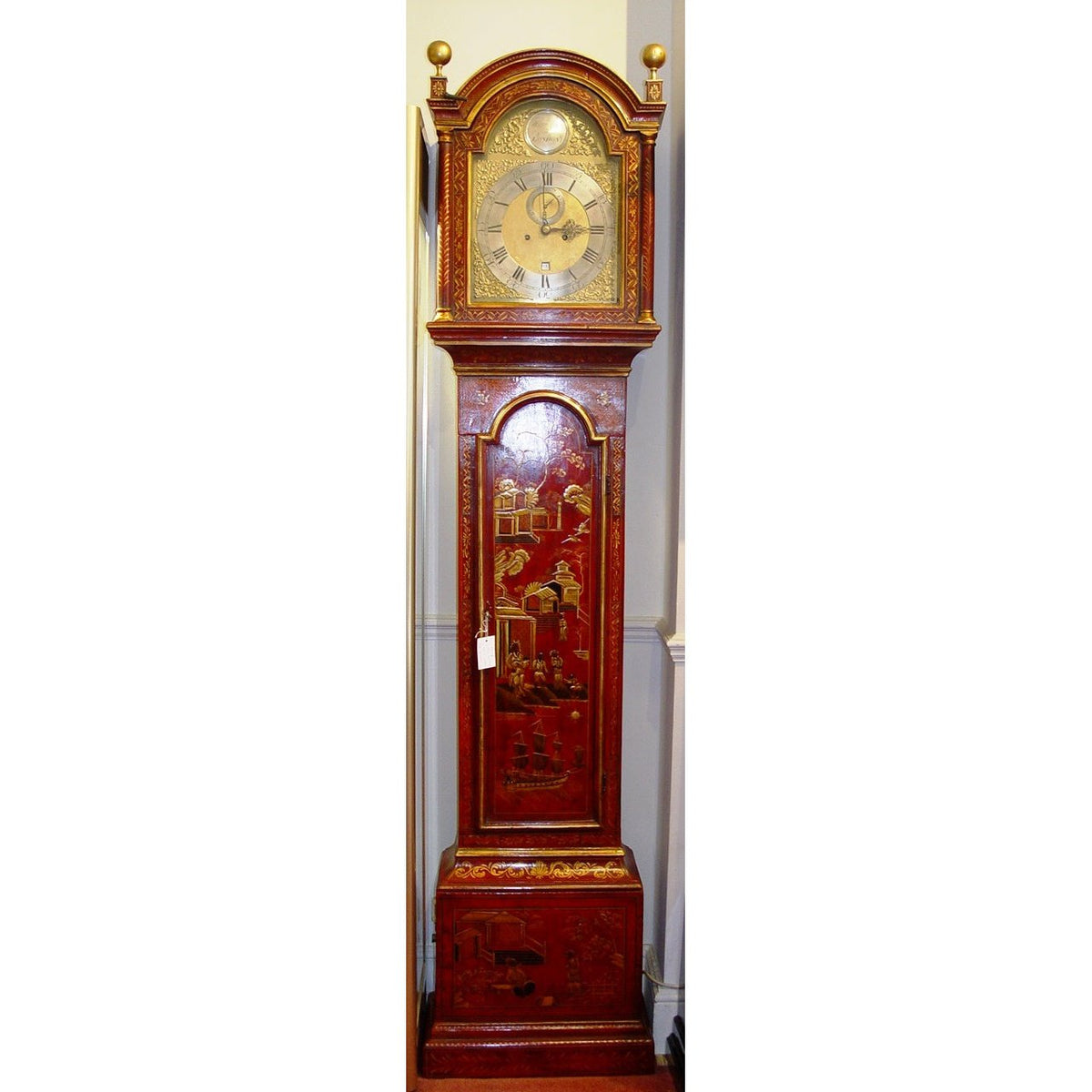 A 1780 Red Japanned And Poly Chrome Gilt Chinoiserie longcase clock By ...