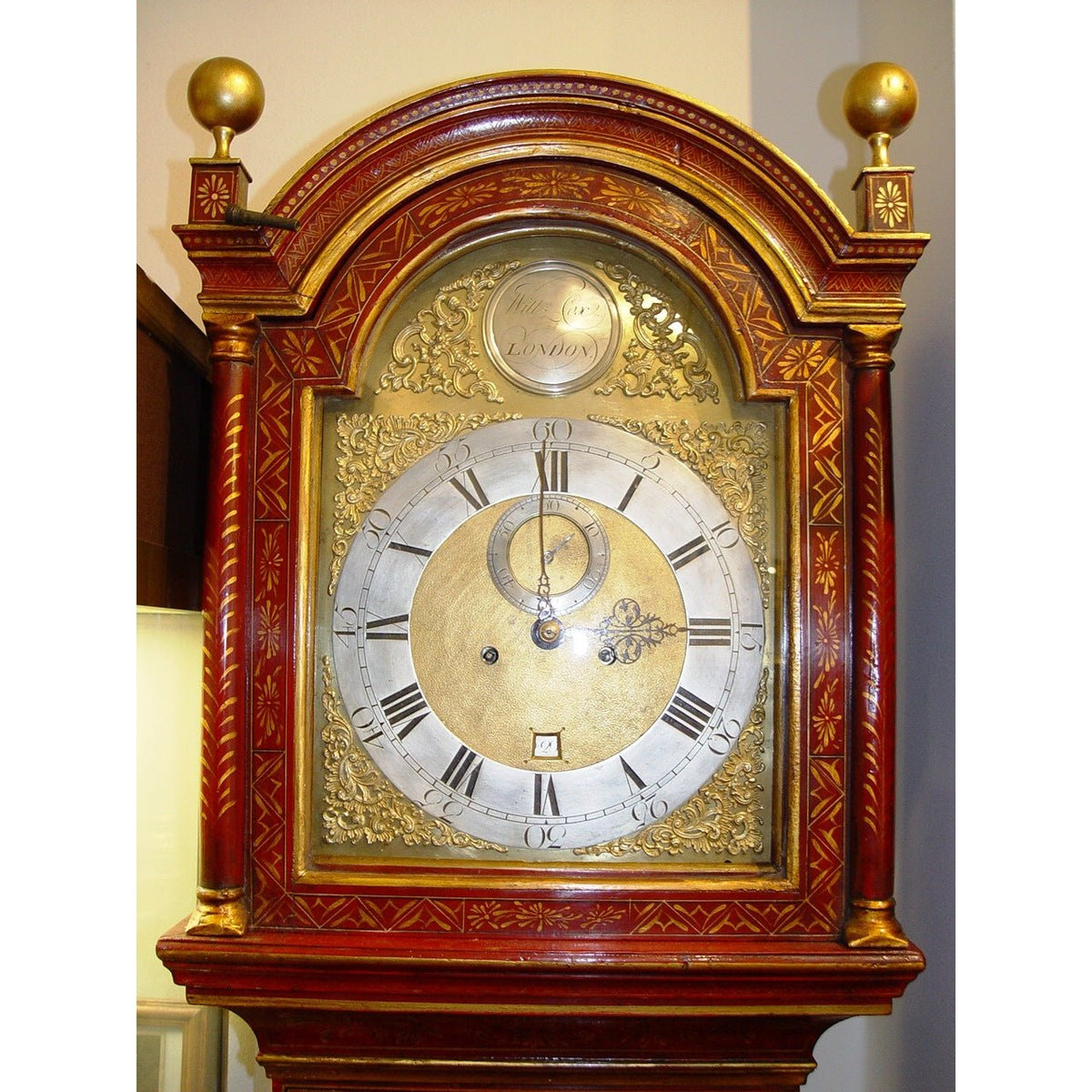 A 1780 Red Japanned And Poly Chrome Gilt Chinoiserie longcase clock By ...