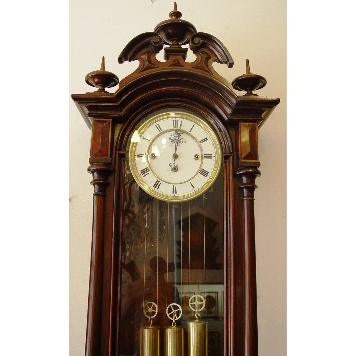 A Viennese walnut grande-sonnerie striking regulator wall clock. W ...